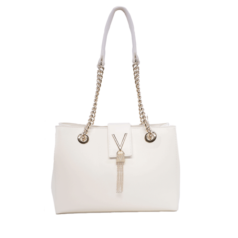 Valentino Poșetă tote femei Valentino albă cu logo metalic ...