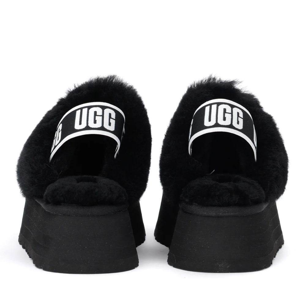 UGG Saboți îmblăniți femei UGG Funkette Black din piele întoarsă ...