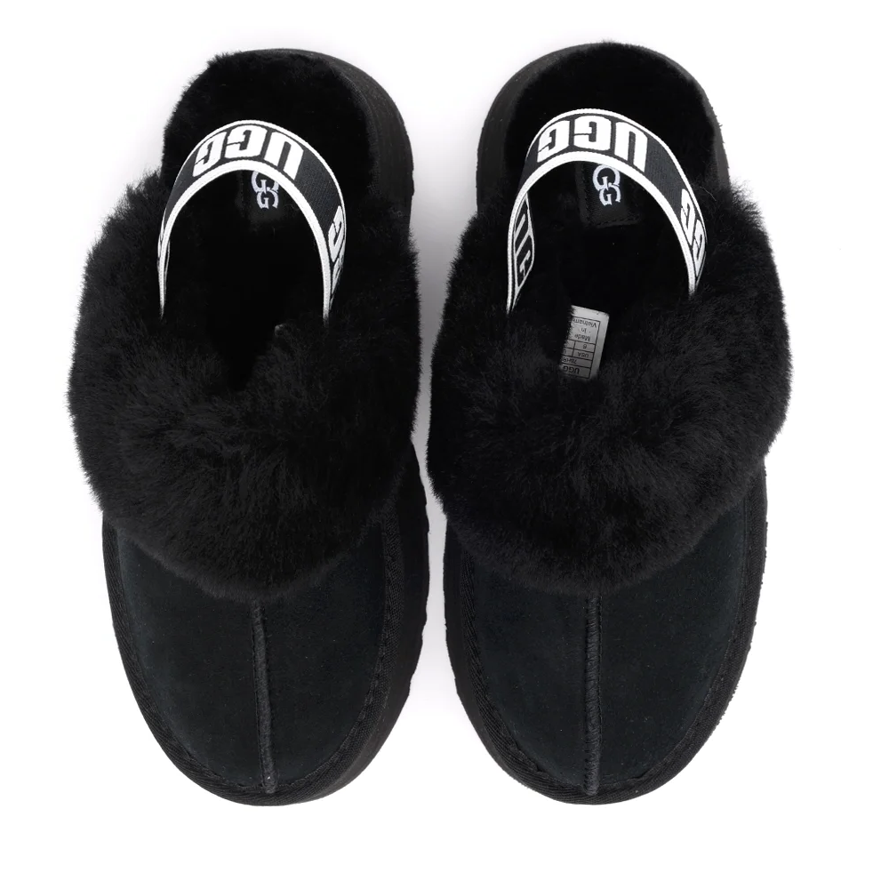 UGG Saboți îmblăniți femei UGG Funkette Black din piele întoarsă ...